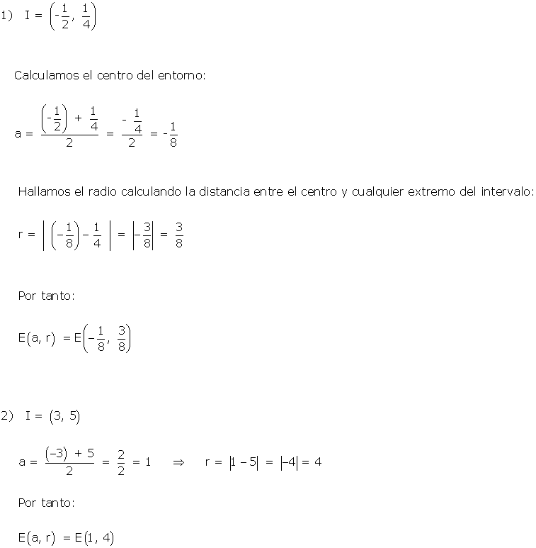 Ejercicios de intervalos y entornos.Operaciones con unión e ...